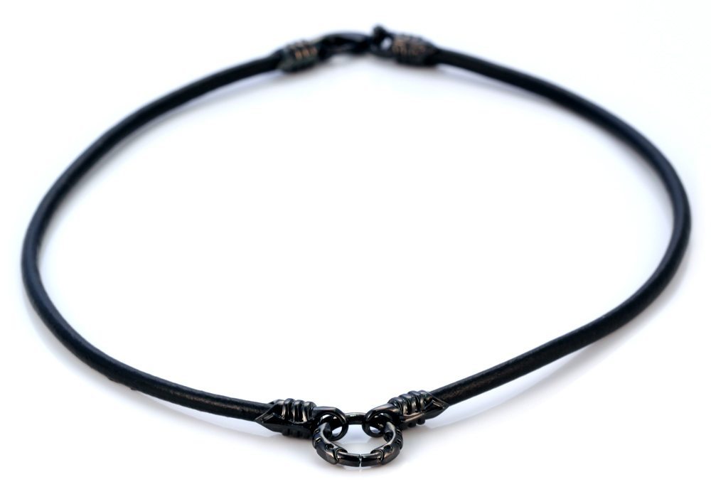 Black leather necklace store